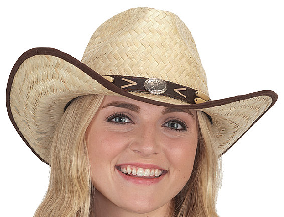 Jacobson Hat Company - STRAW HONDO W/CONCHA’S & WOOD BEADS ON WOOD BAND